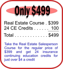 NJ Real Estate Salesperson Course and Insurance Continuing Education Credit